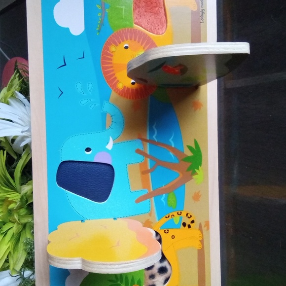 Toys | Wooden Peek A Boo Touch Feel Board Animal Jungle | Poshmark